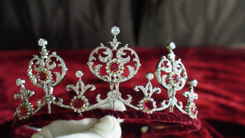 Vintage 925 Sterling Silver CZ Zircon Crown Princess Margaret Ruby ...
