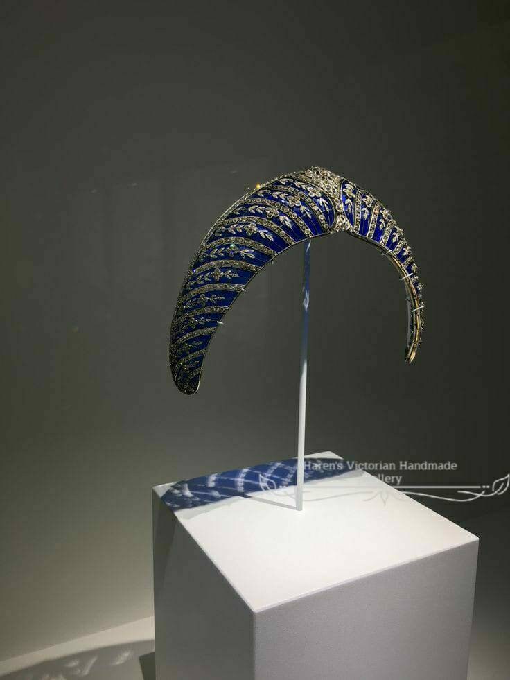 Vintage 925 Silver Simulated Diamond Blue Enamel Royal Tiara - Etsy