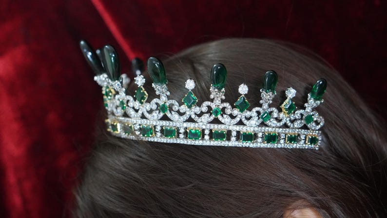Queen Victoria Emerald and Diamond Tiara Replica in 925 Sterling Silver ...