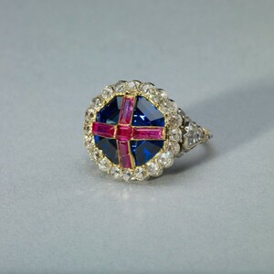 Victorian Art Vintage Cubic Zirconia 1.00ctw Manmade Ruby and Blue ...