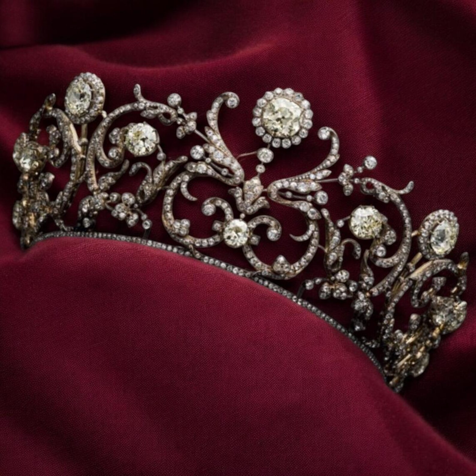 Princess Olga of Hanover Shamrock Tiara, Vintage 925 Sterling Silver Cz ...