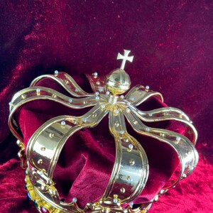 Handmade Netherlands Crown, Gold Plated Brass, Gemstone Royal Headpiece ...