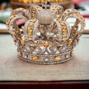 Crown of Isabela II of Spain, 925 Sterling Silver Cz Zircon Yellow ...
