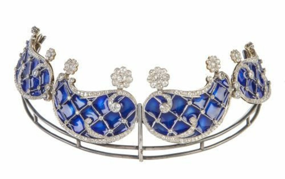 Handmade Sterling Silver Bridal Tiara, Blue Enamel Crown - Etsy