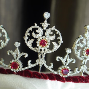 Vintage 925 Sterling Silver CZ Zircon Crown Princess Margaret Ruby ...