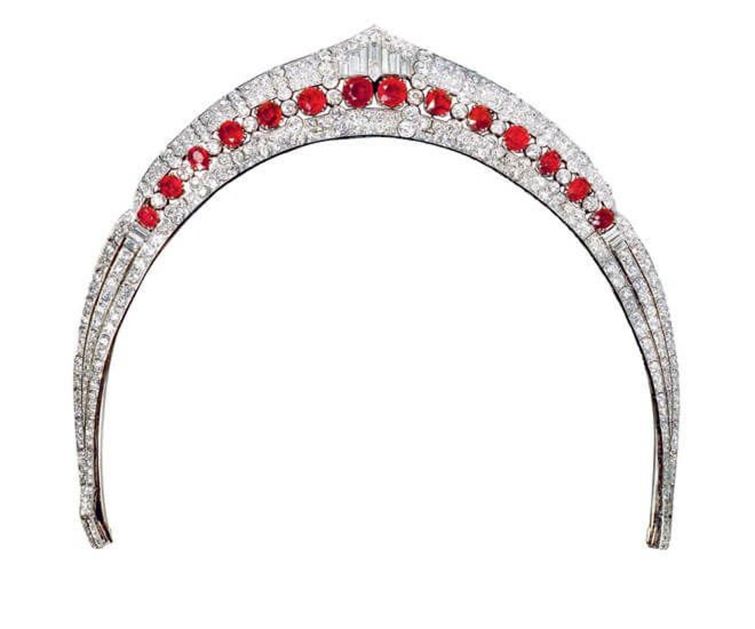 Vintage Duchess of Calabria's Ruby Tiara Replica in 925 Sterling Silver ...