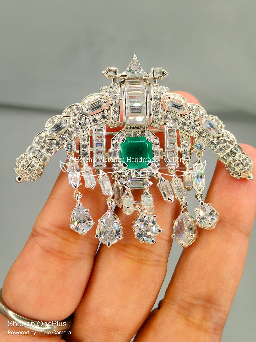 Edwardian Queen Elizabeth II Emerald and Diamond Sarpech Brooch Wedding ...