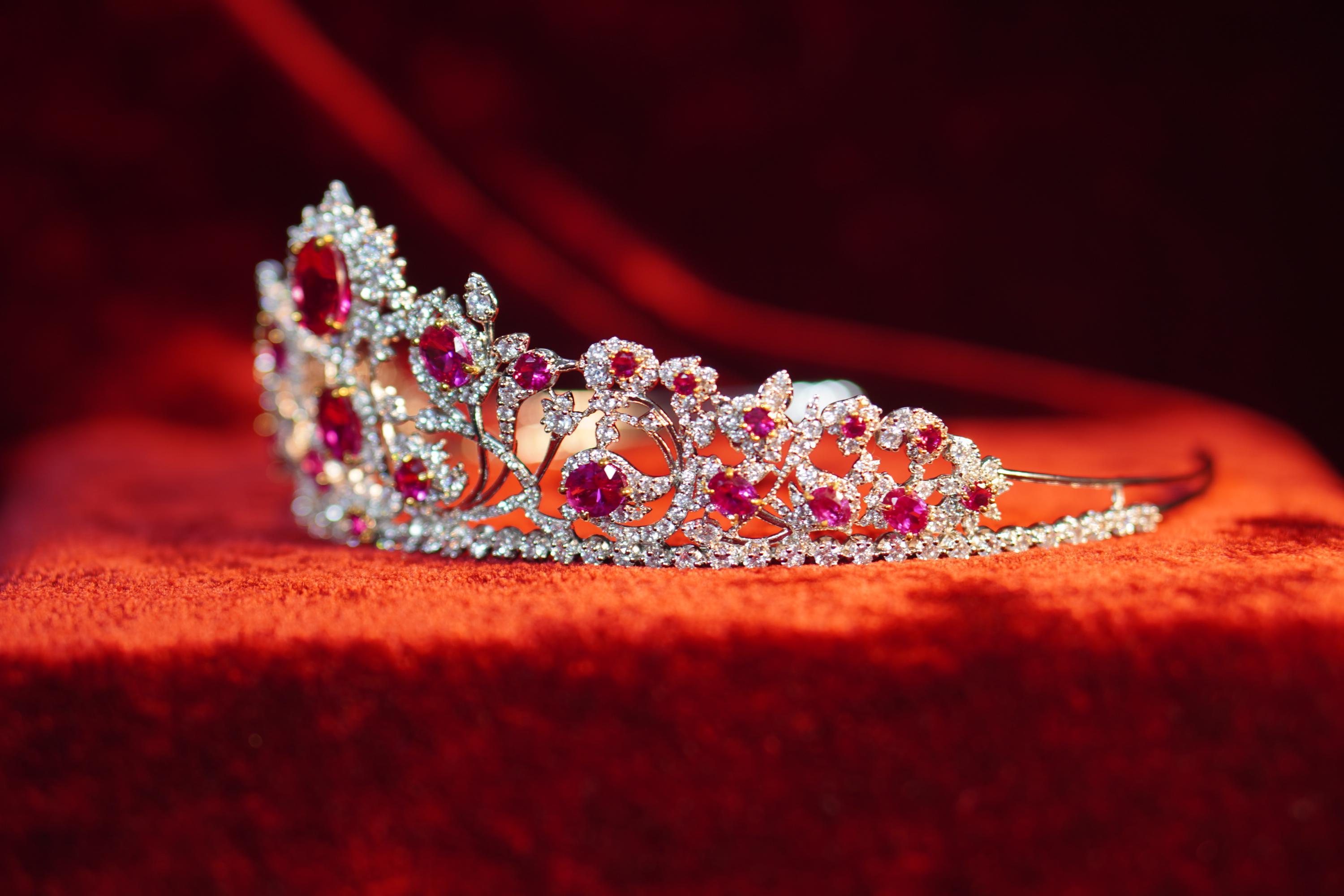 Vintage 925 Sterling Silver Ruby Flower Crown Bridal Wedding Crown for ...