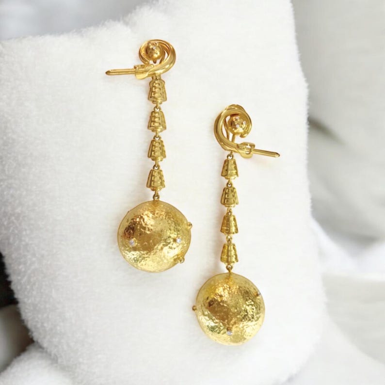 Jackie Kennedy Moon Earrings, 18k Gold Plated Sterling Silver Replica ...