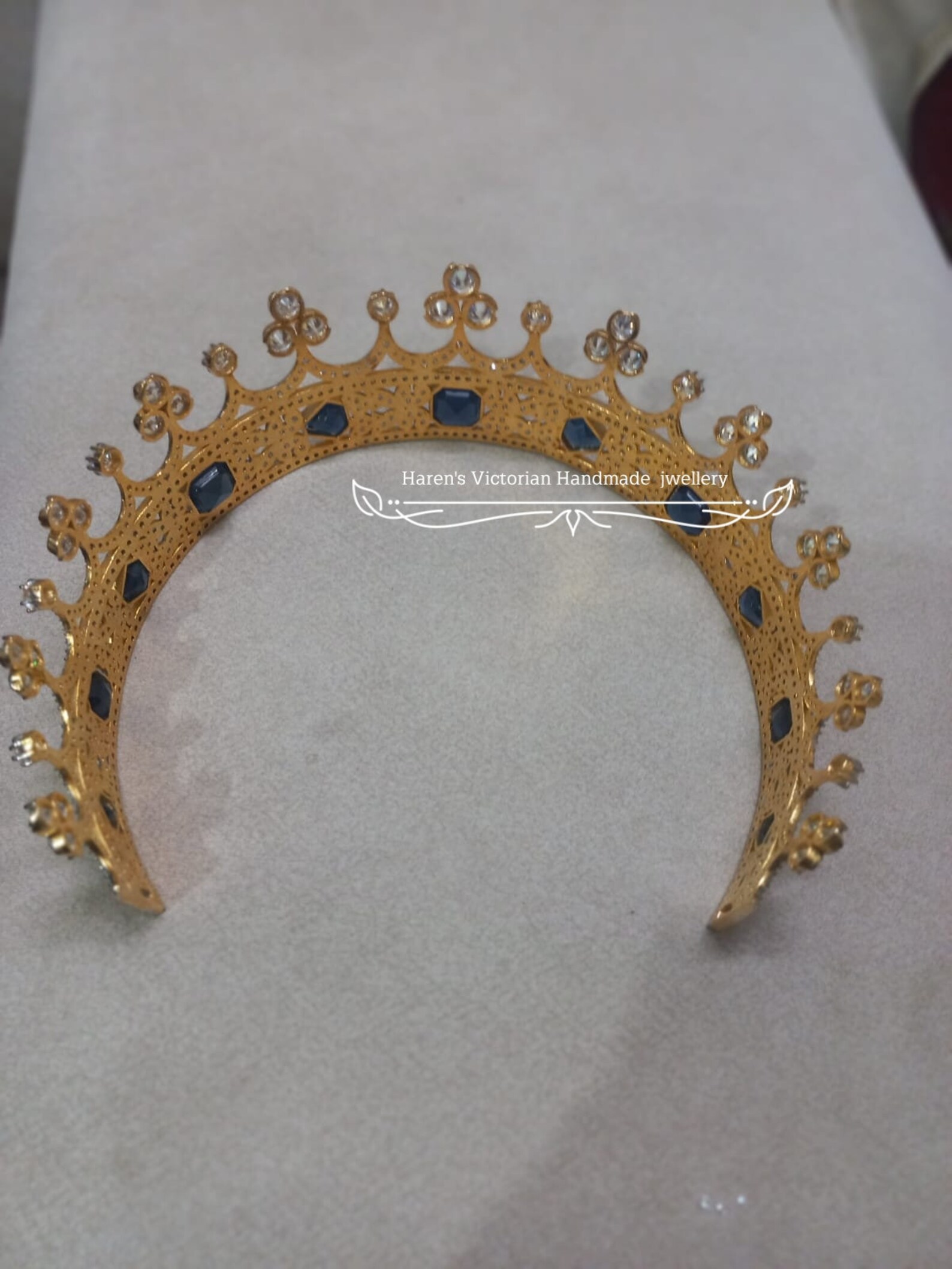 Queen Victoria Sapphire Coronet in Silver and Zircon, Luxury Crown ...