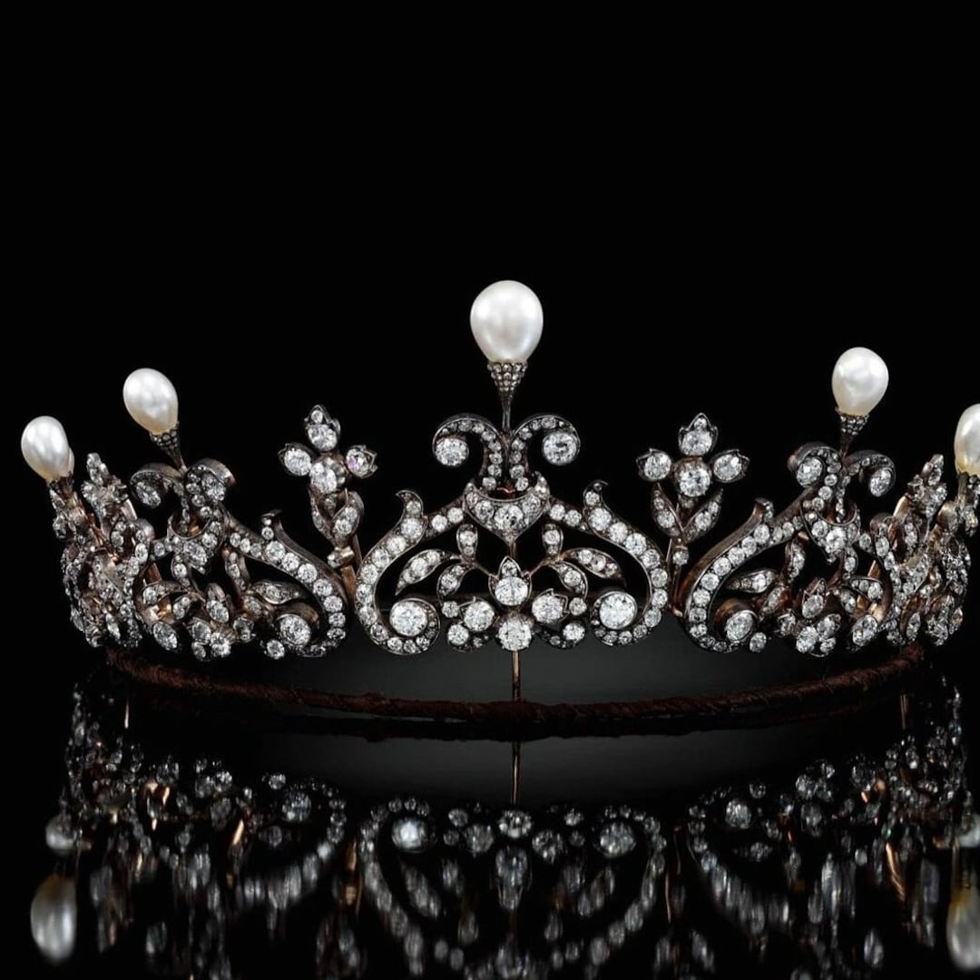 Edwardian Style American Diamond "the Duchess of Norfolks Tiara" Pearl ...