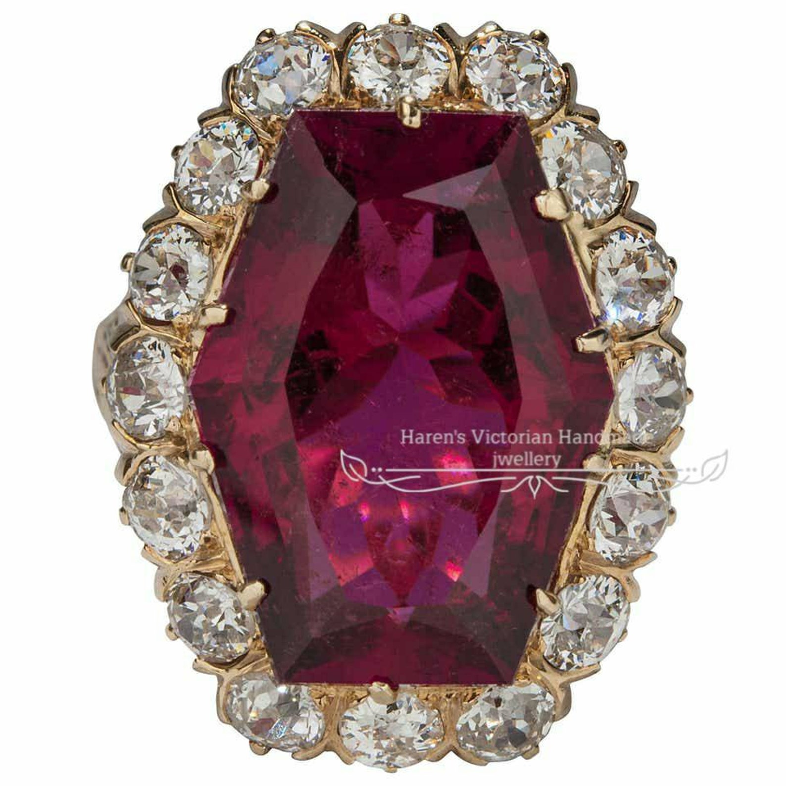 Victorian Inspired 2.70 Ctw Natural Diamond & Ruby 9k Gold | Etsy