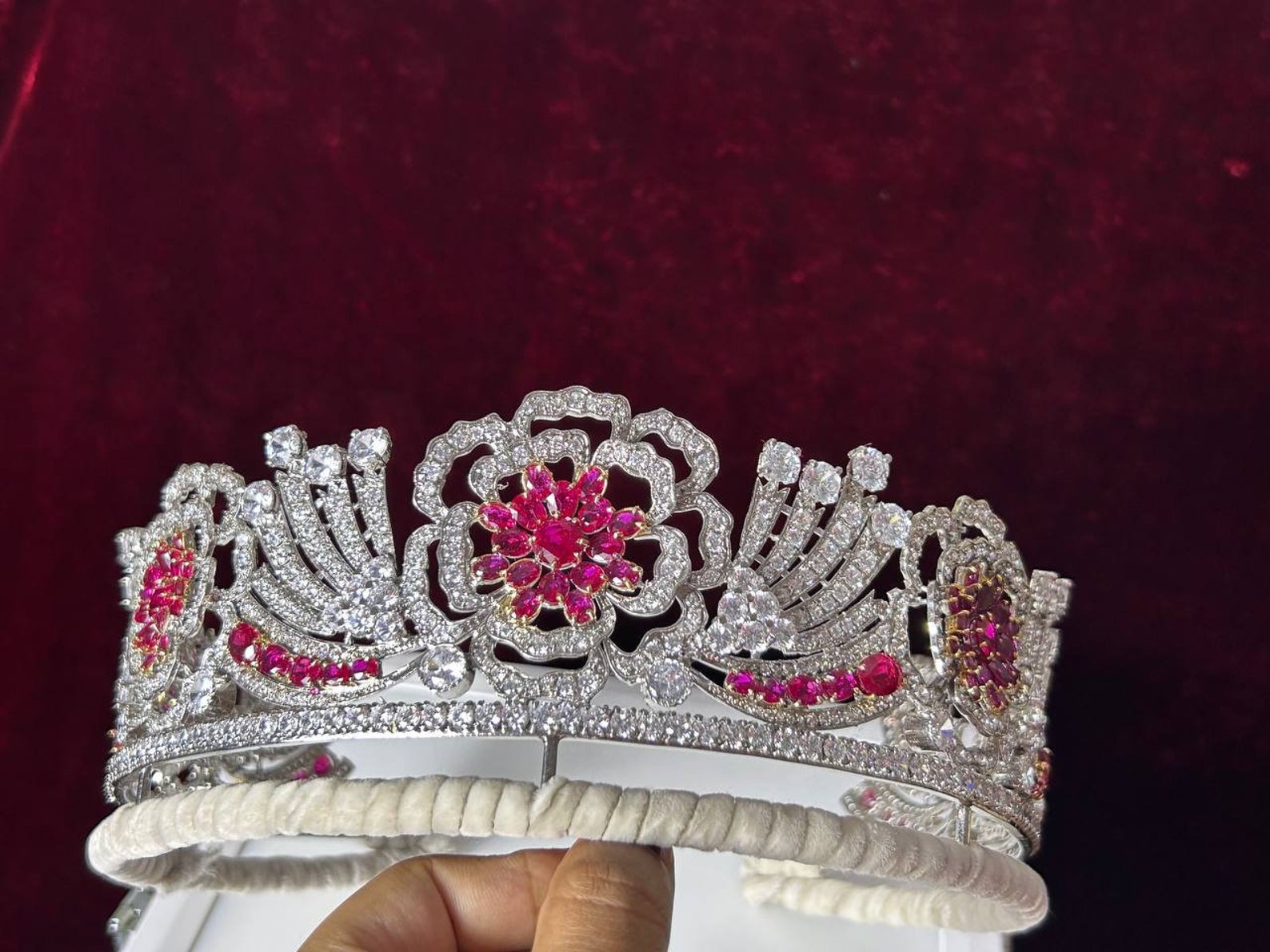 Royal Burmese Ruby Floral Tiara - Victorian Inspired Queen Elizabeth II ...