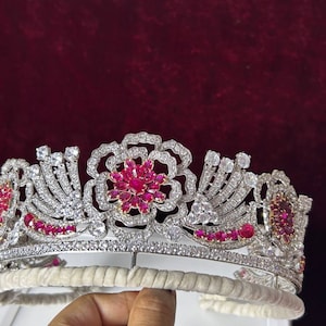 Royal Burmese Ruby Floral Tiara - Victorian Inspired Queen Elizabeth II ...