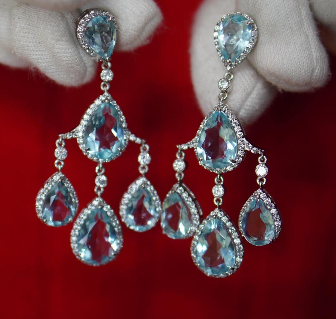 Vintage Inspired 925 Sterling Silver CZ Zircon Blue Topaz Kate ...