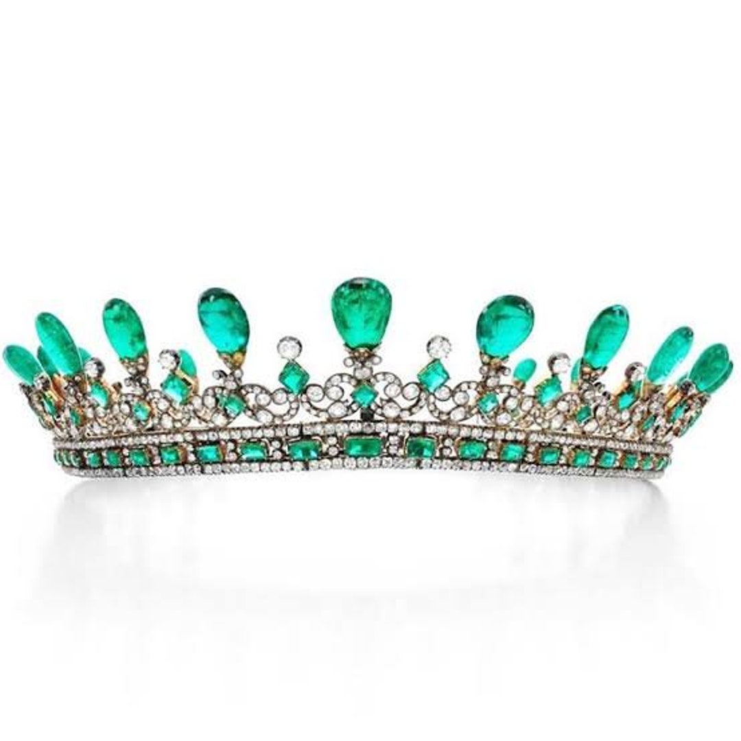 Queen Victoria Emerald and Diamond Tiara Replica in 925 Sterling Silver ...