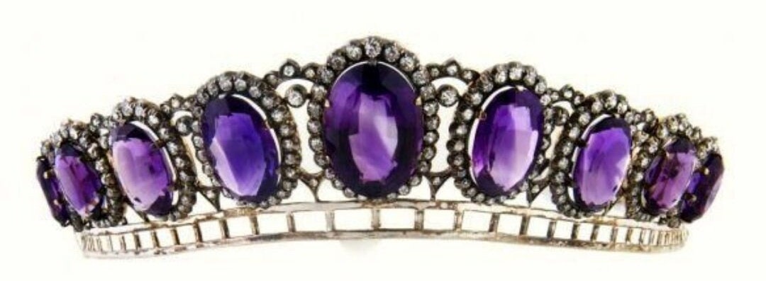 925 Sterling Silver Tiara With Genuine Diamond & Amethyst - Etsy