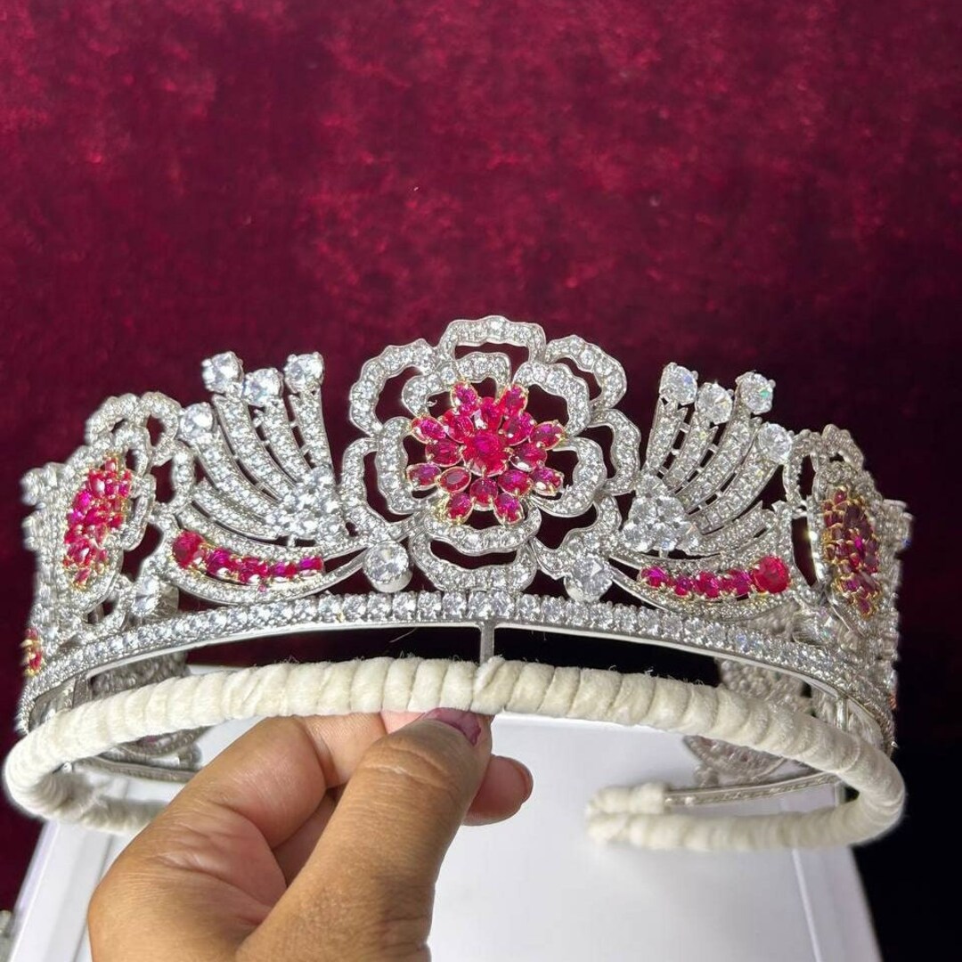 Royal Burmese Ruby Floral Tiara Victorian Inspired Queen Elizabeth II ...