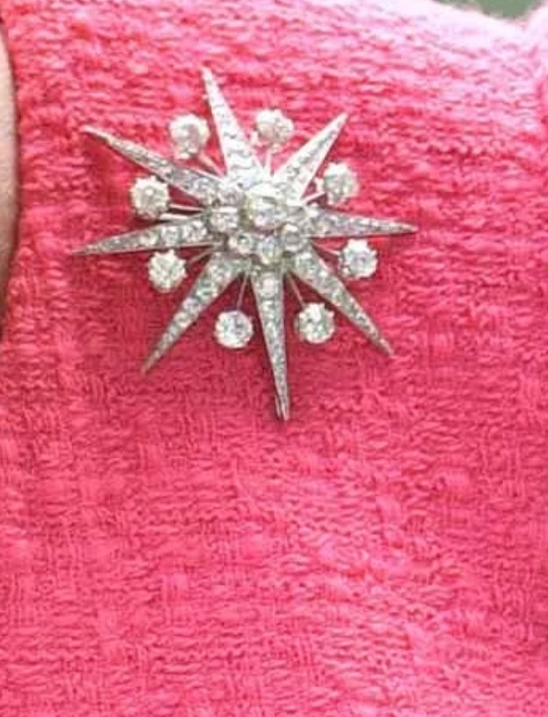Queen Elizabeth II Jardin Star Brooch for Her 925 Sterling Silver CZ ...