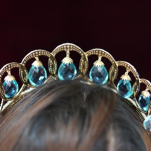 Queen Victoria Eugenia's Aquamarine Tiara in 925 Sterling Silver and ...