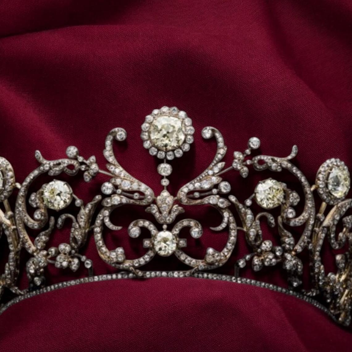 Princess Olga of Hanover Shamrock Tiara, Vintage 925 Sterling Silver Cz ...