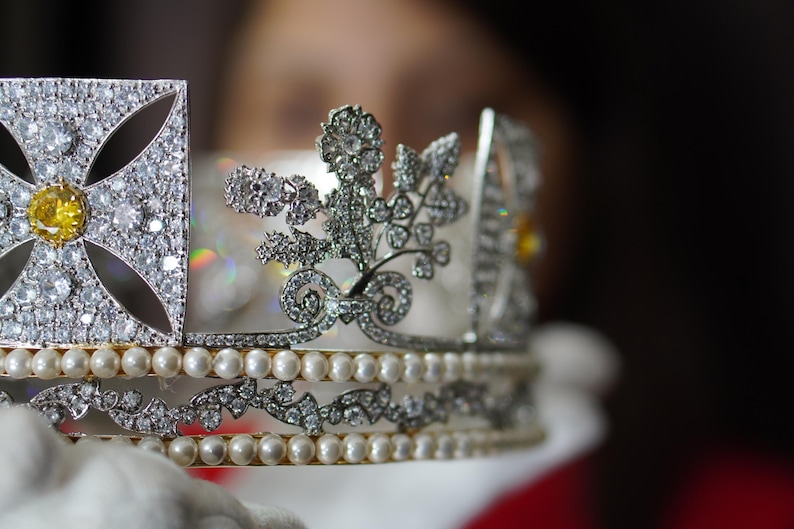 George IV State Diadem Crown – Vintage Royal Tiara in 925 Sterling ...