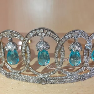 Queen Victoria Eugenia's Aquamarine Tiara in 925 Sterling Silver and ...