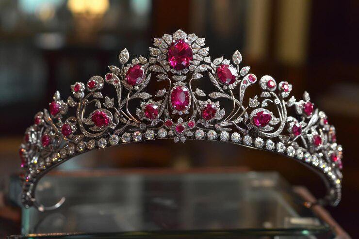 Vintage 925 Sterling Silver Ruby Flower Crown Bridal Wedding Crown for ...