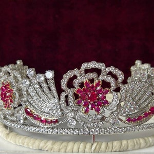 Royal Burmese Ruby Floral Tiara - Victorian Inspired Queen Elizabeth II ...