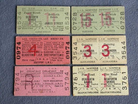 Six Liverpool Overhead Railway Edmondson Tickets 1940s | Etsy