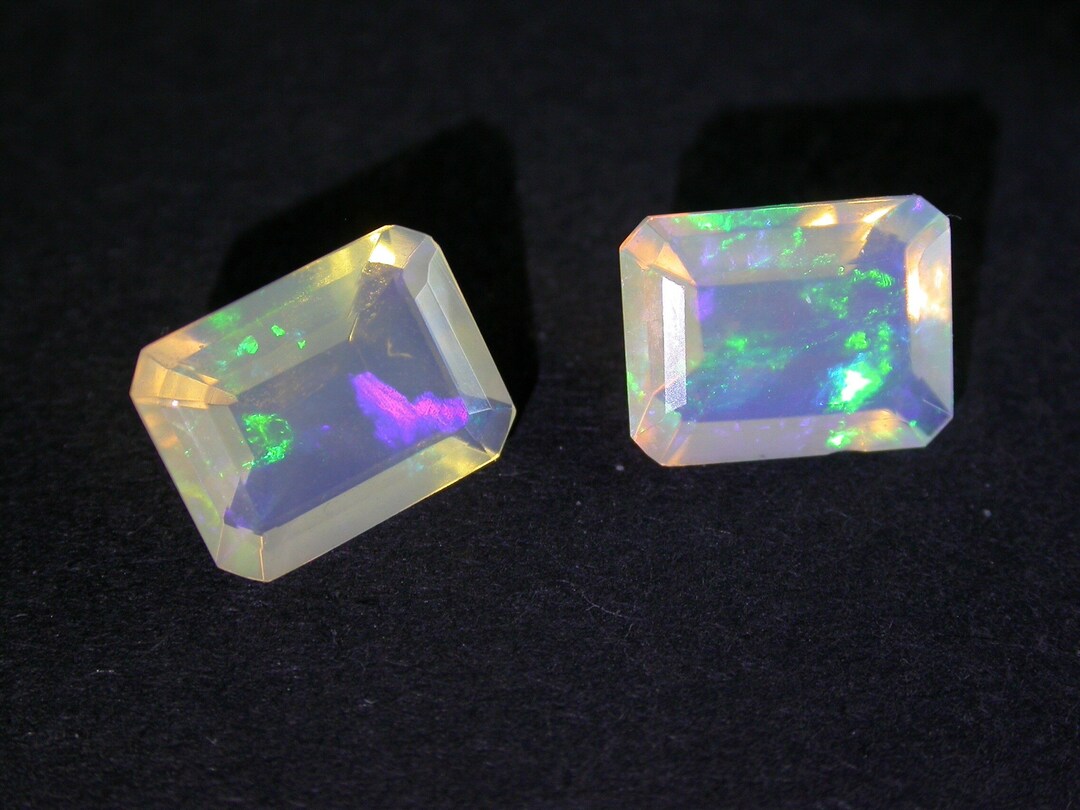 Two Small Octagonal Faceted Opals Loose Semi-precious Gemstones - Etsy