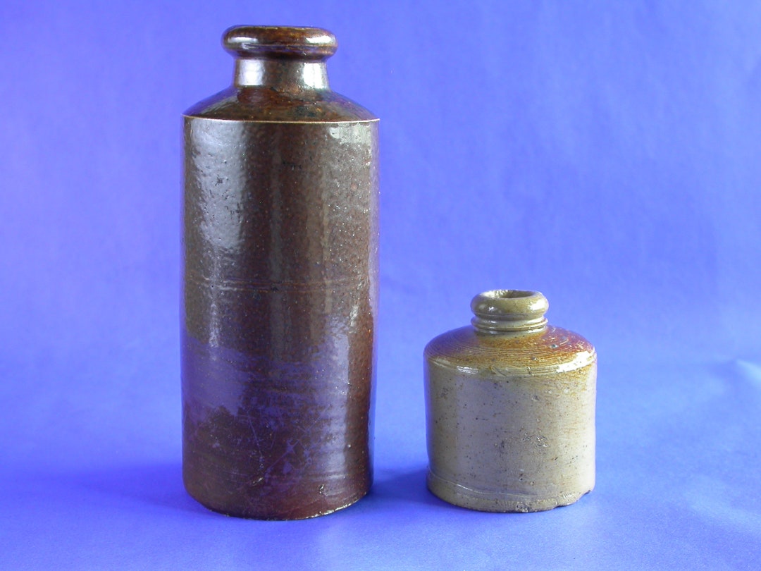 Pair of Antique Glazed Stoneware Ink Bottles - Etsy