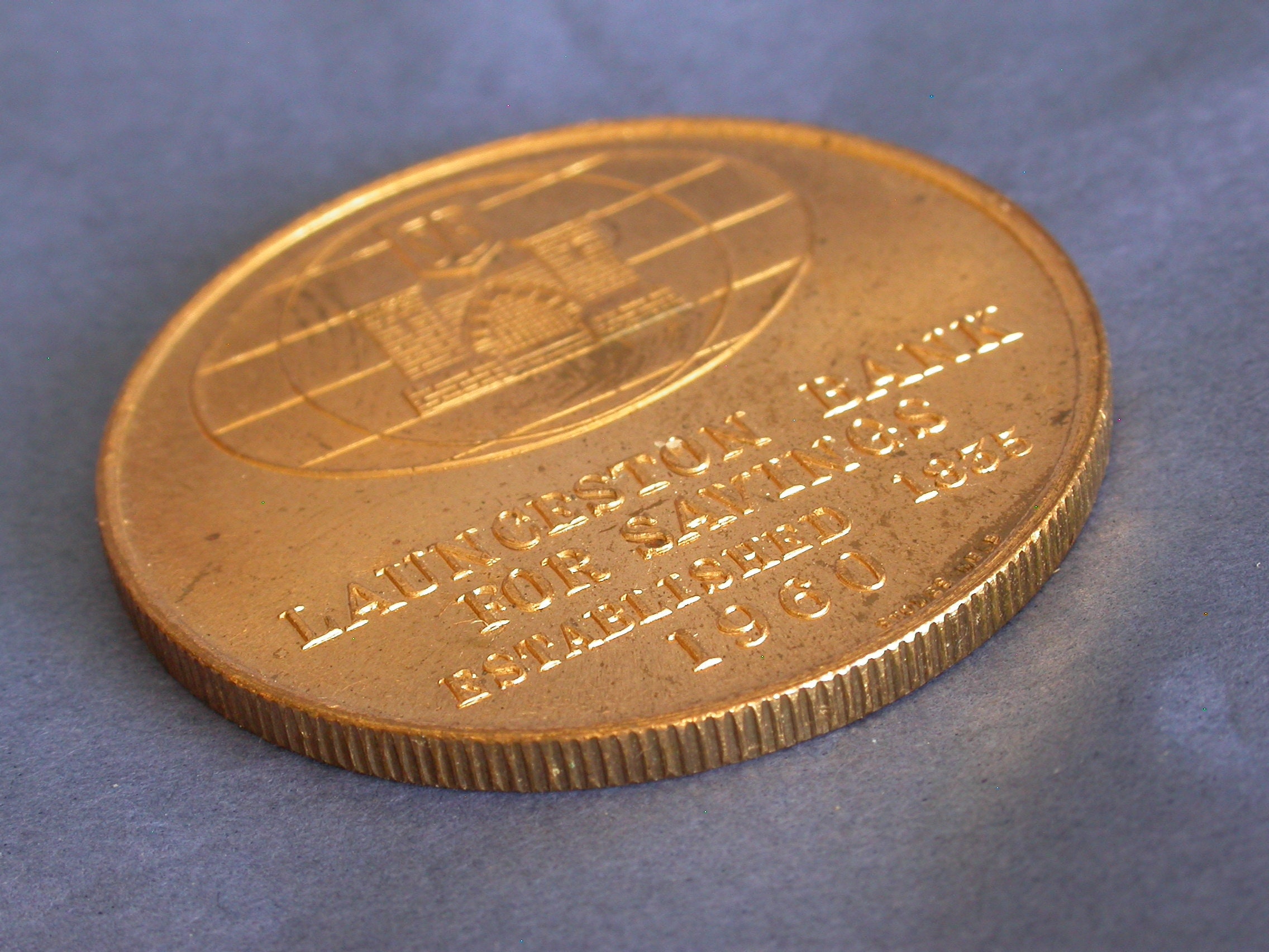Gilded Launceston Savings Bank Medallion 1960 Colonel William Paterson ...
