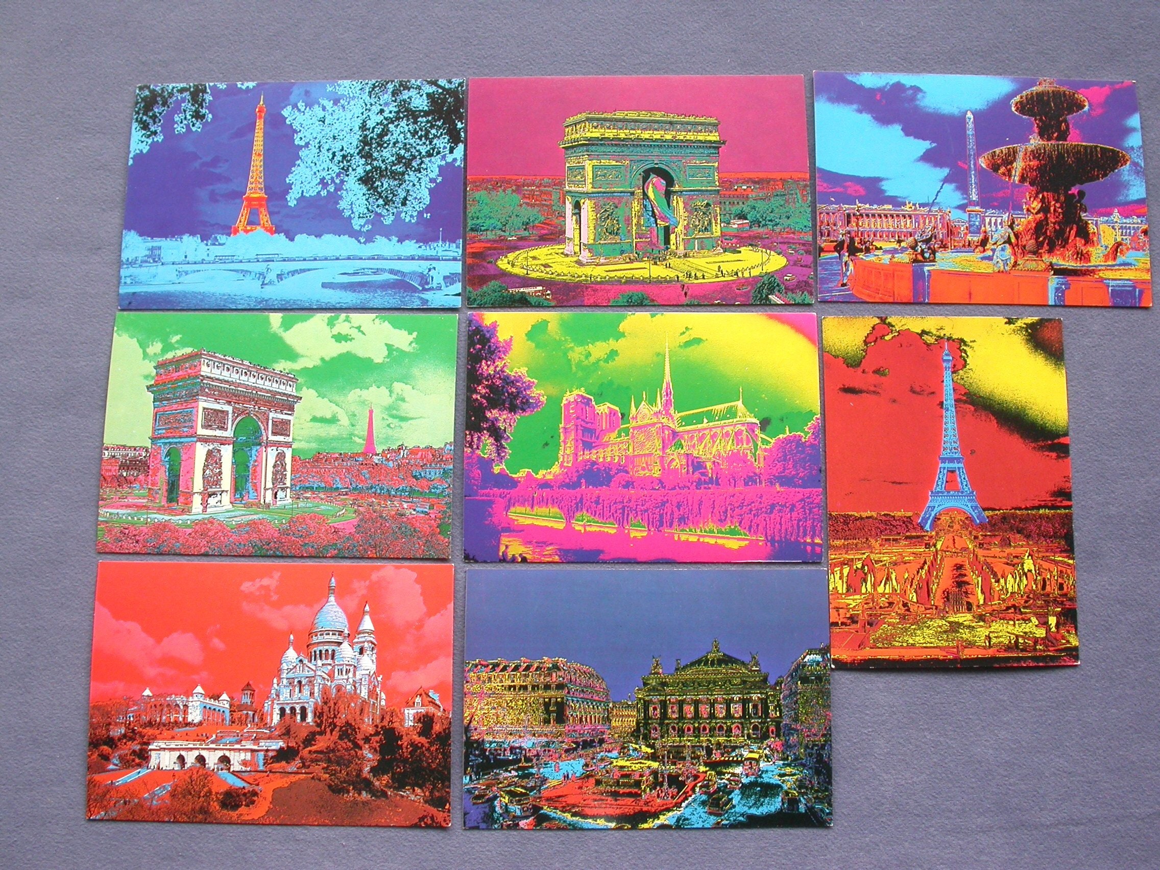 Set of Eight Rare and Unusual 1970s Psychedelic Postcards of - Etsy