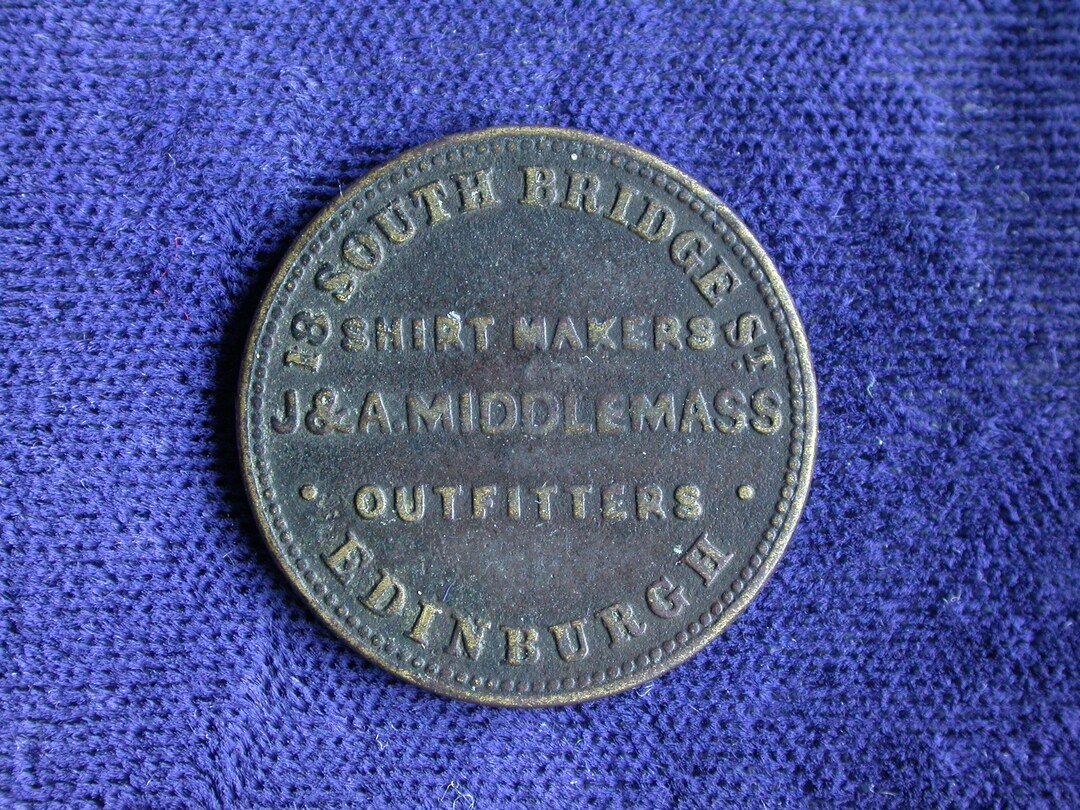 19th Century Edinburgh Unofficial Brass Farthing Token James Middlemass ...