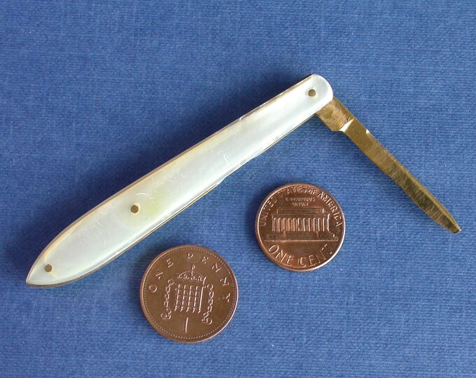 Antique Ink Eraser & Wax Seal Lifter and Quill Cutter/c19th Steel and ...