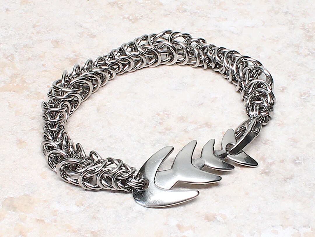 BONEFISH With ROLLING TIDE Chain Maille Bracelet, Stainless Steel Jump ...