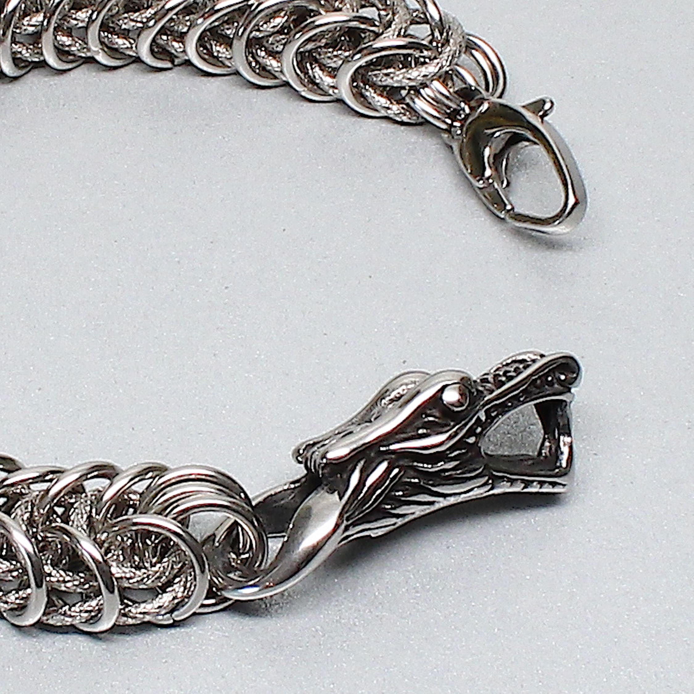 DRAGON SCALE Chain Maille Bracelet, Stainless Steel, Black Enameled ...