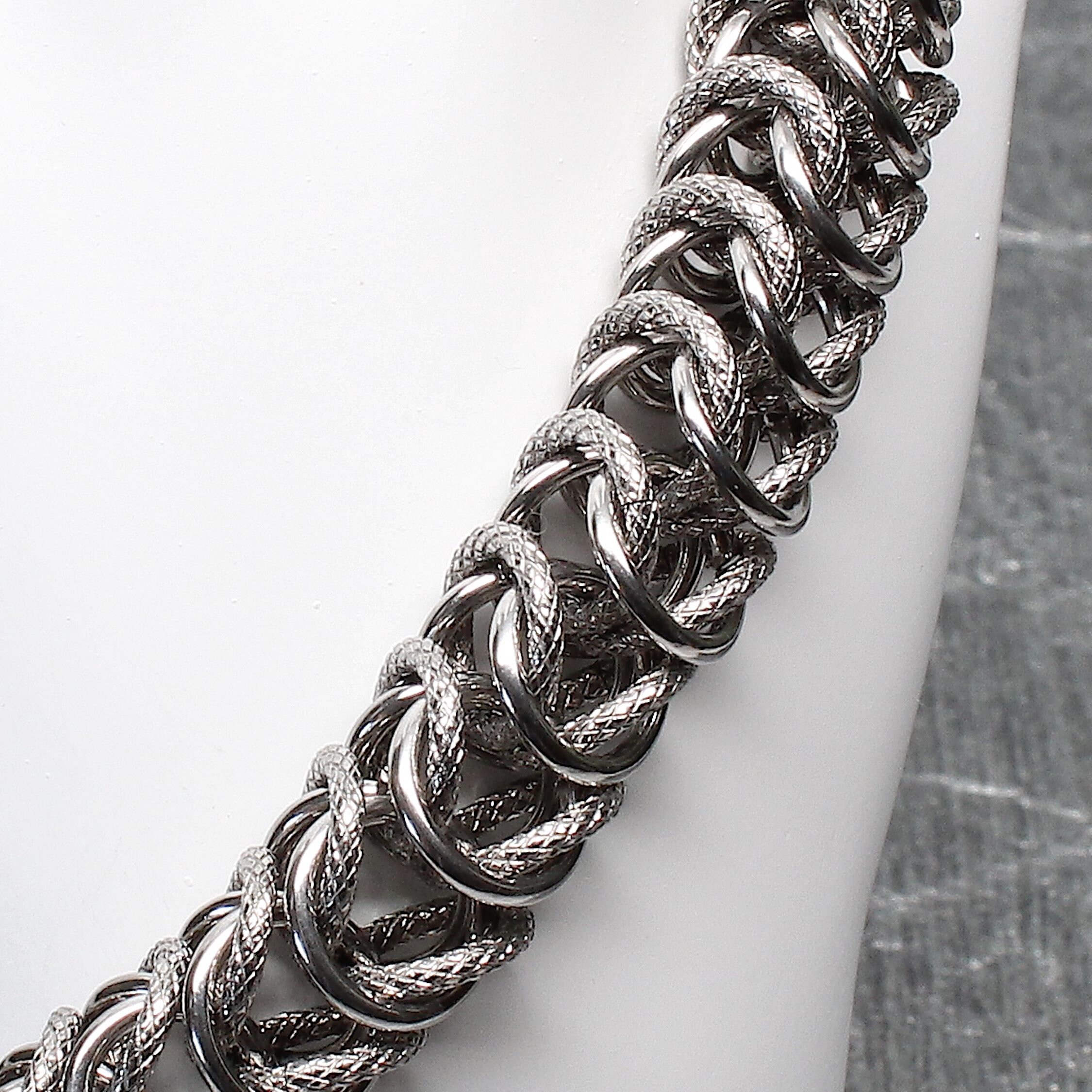 DRAGON SCALE Chain Maille Bracelet, Stainless Steel, Black Enameled ...