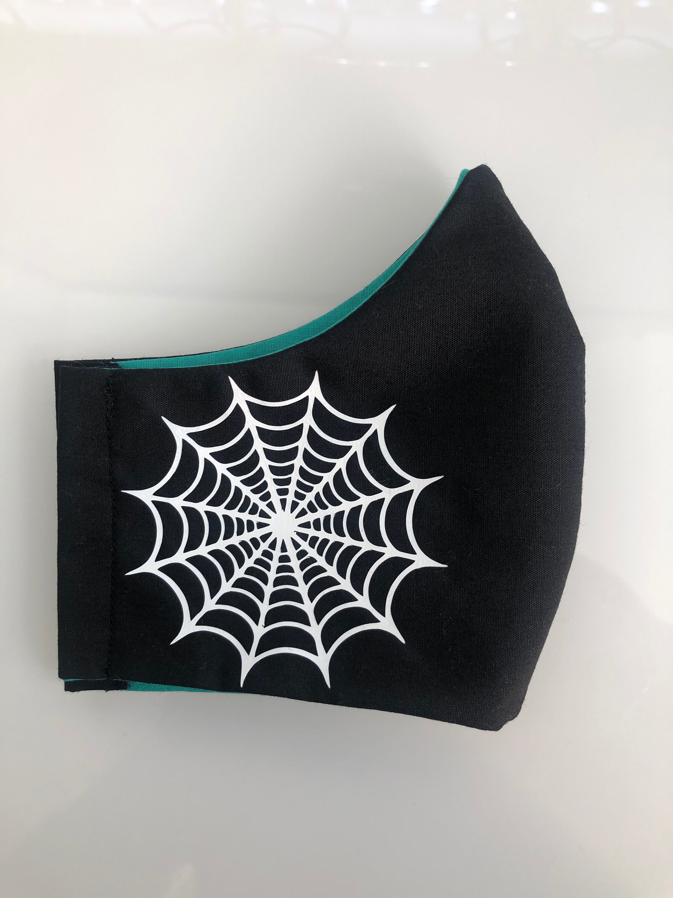 Spider web face mask in black with built in filter layer. | Etsy