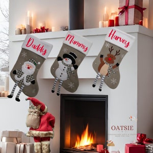 Christmas Stocking in Grey Matching Family Personalised Stockings ...