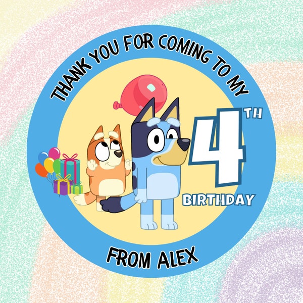 Bluey Birthday Custom Stickers - Etsy UK