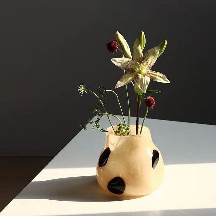 Vintage Dotted Glass Vase Home Decor - Etsy