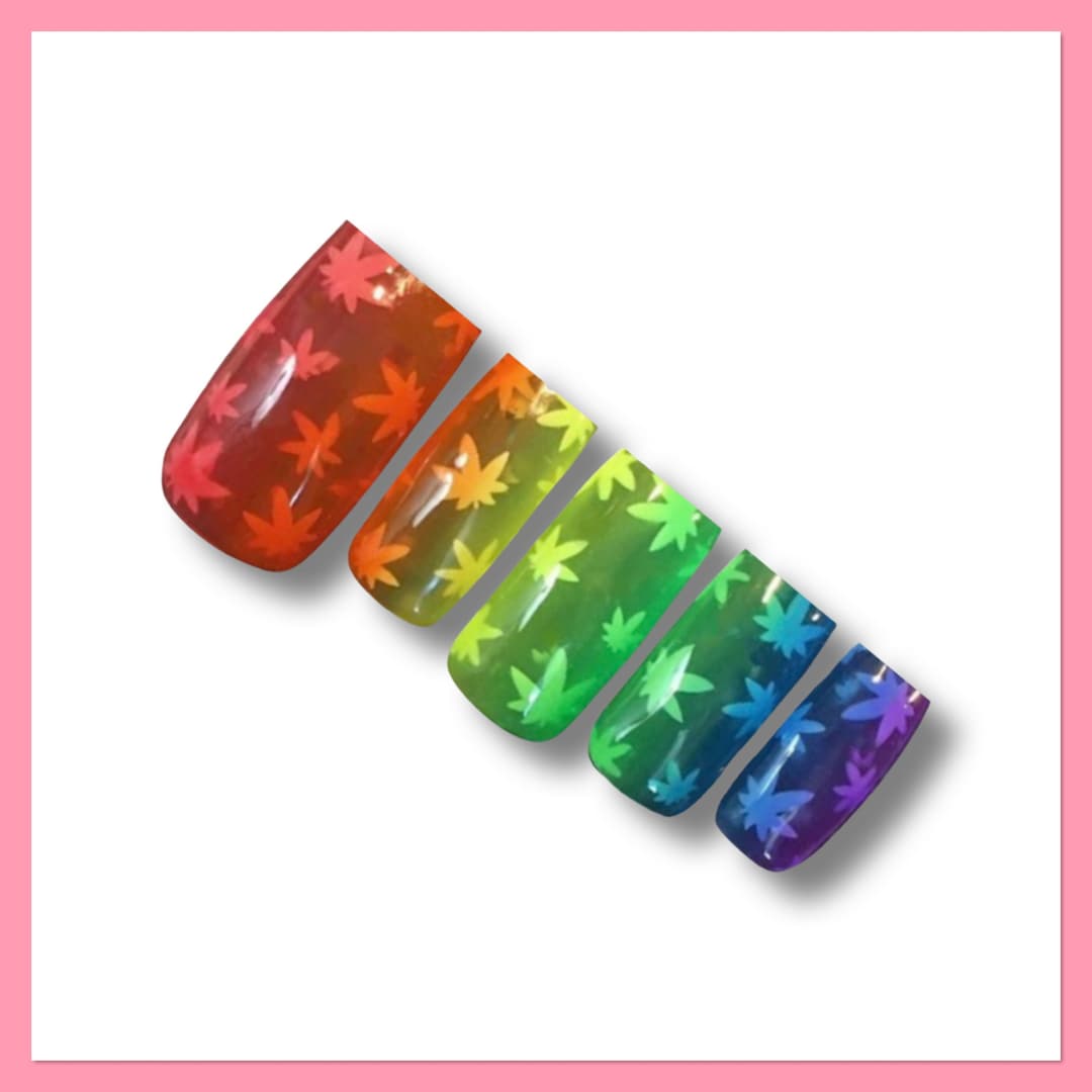 Rainbow Nails Weed Nails 420 Nails Smoke Nails Pot Nails Jelly Nails ...