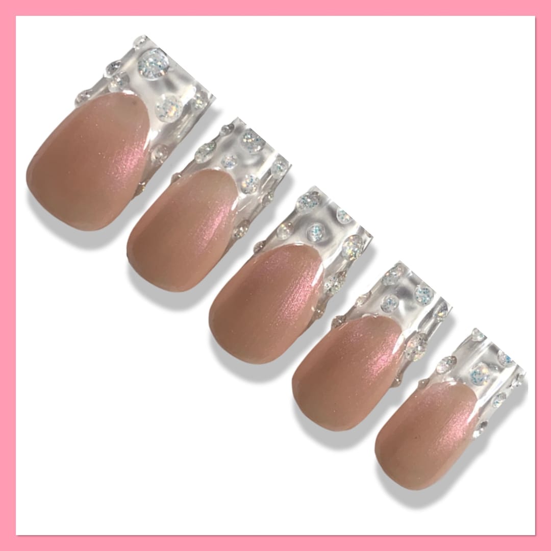 3D Water Drop Nails Translucent Press on Nails Water Drop Nails Faux ...