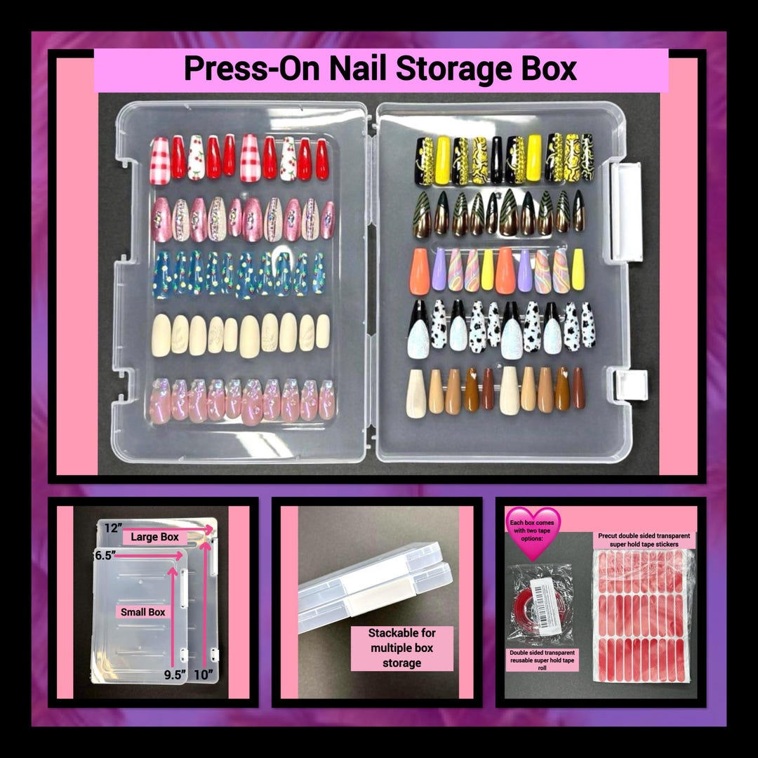 Press on Nail Organizer | Nail Travel Suitcase | Clear Plastic Case for ...