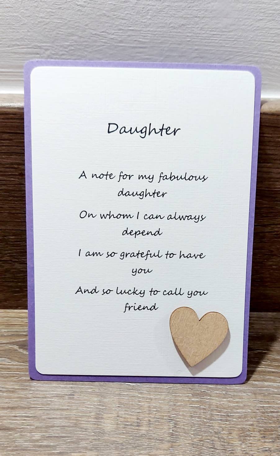 Handmade Daughter Card: Linen Card With Wooden Heart - Etsy