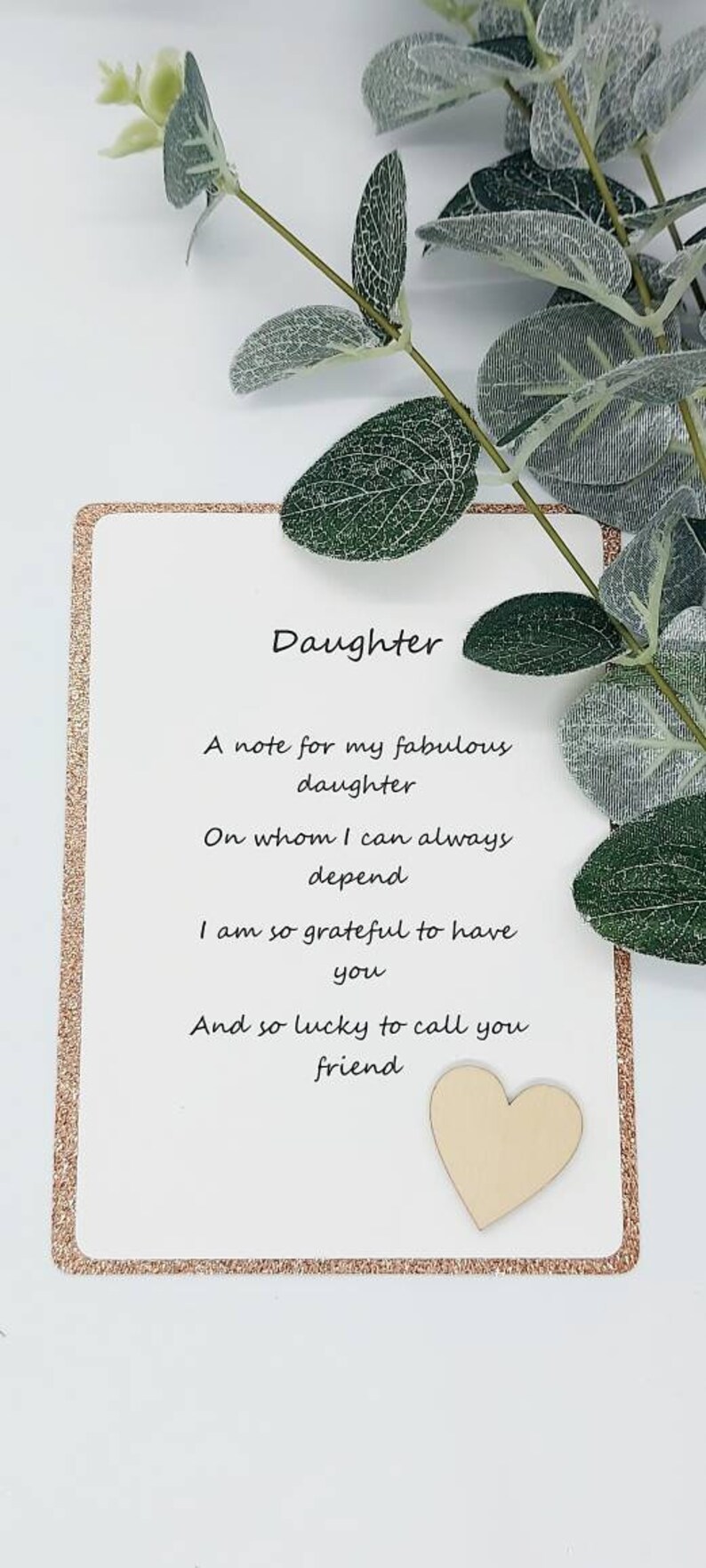 Handmade Daughter Card: Linen Card With Wooden Heart - Etsy