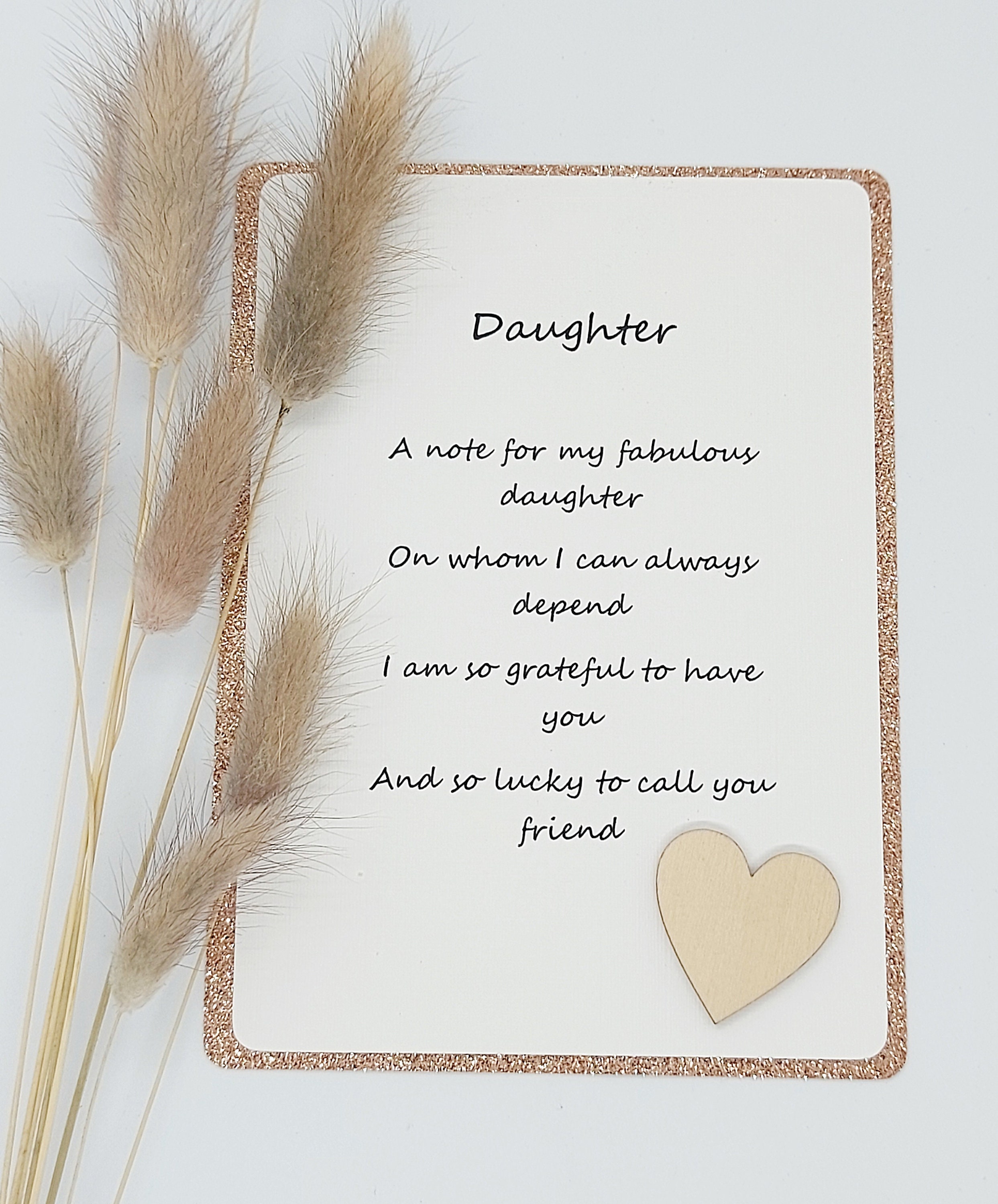Handmade Daughter Card: Linen Card With Wooden Heart - Etsy