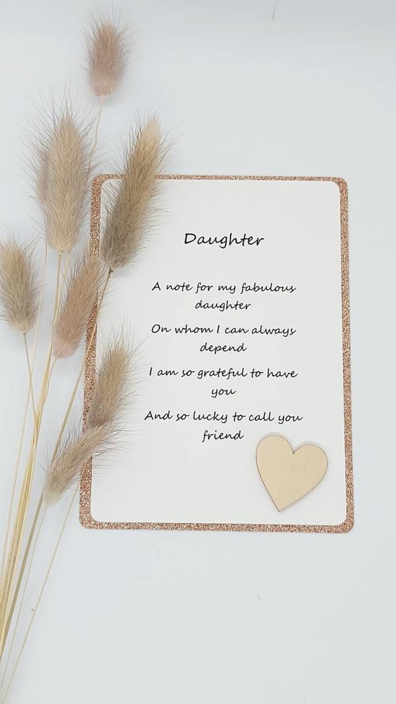 Handmade Daughter Card: Linen Card With Wooden Heart - Etsy